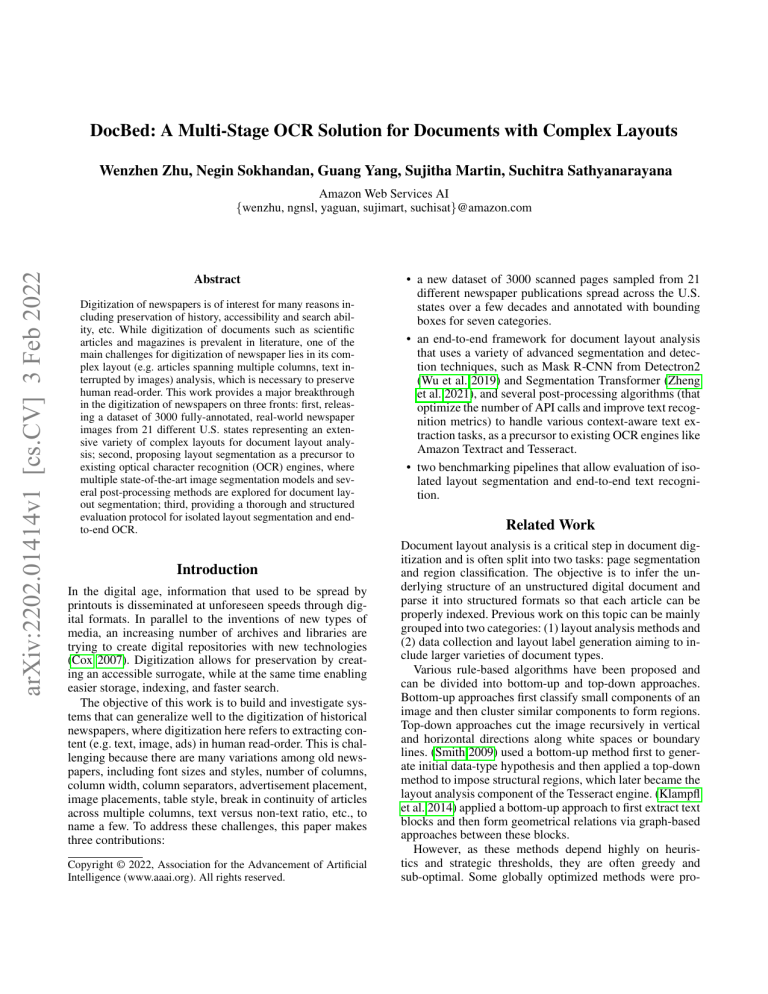 DocBed: OCR for Complex Document Layouts