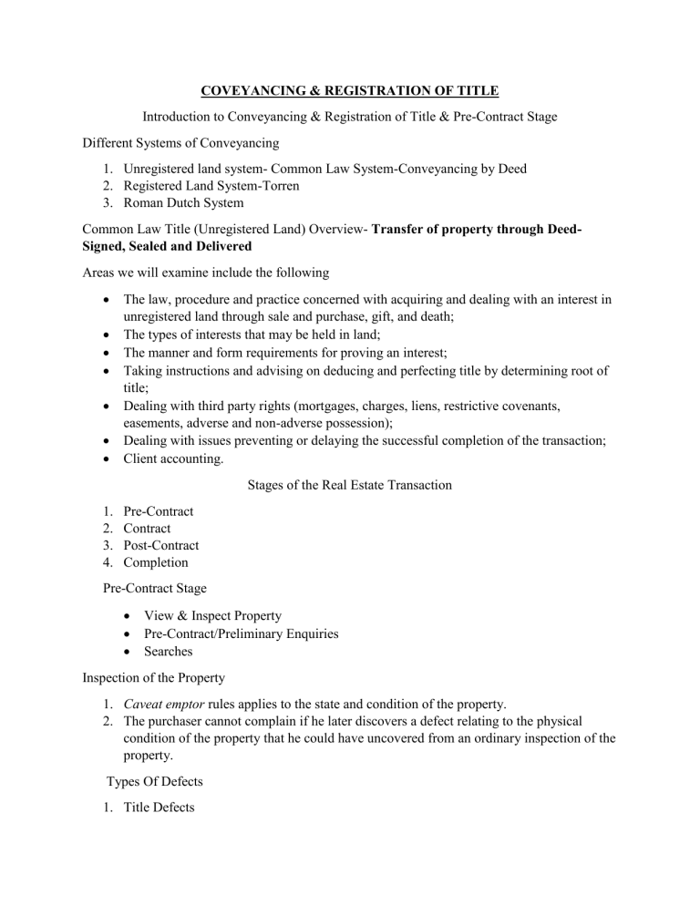 Conveyancing & Title Registration: Course Material