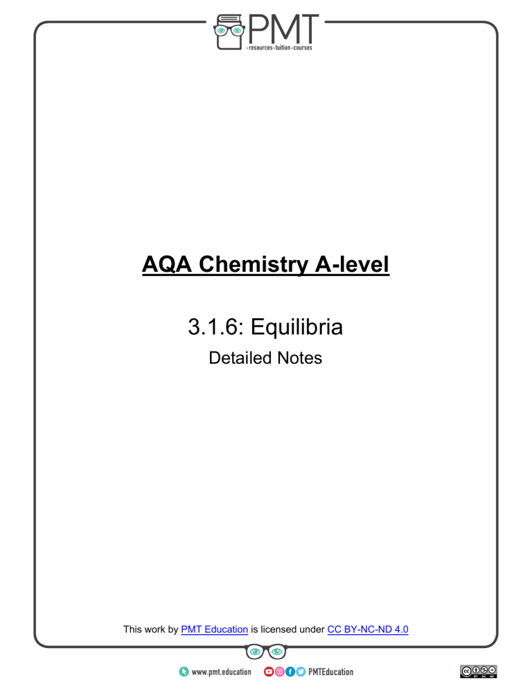 AQA Chemistry A-level Equilibria Notes