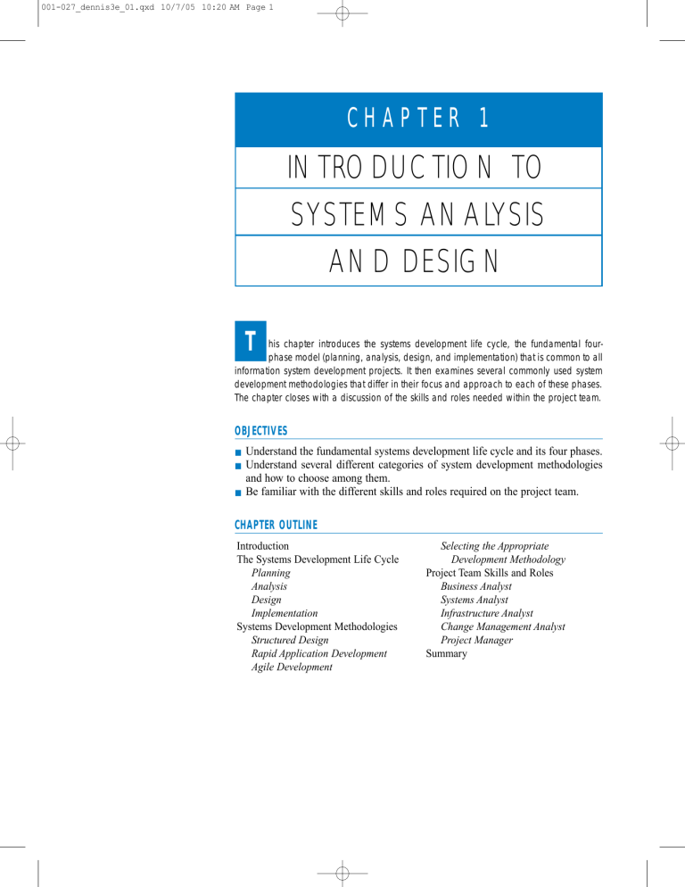 Systems Analysis & Design: SDLC, Methodologies, Team Roles