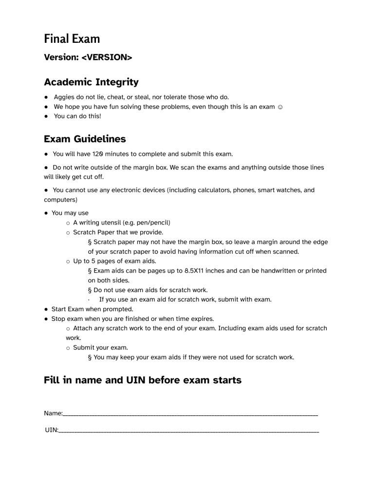 C++ Programming Final Exam