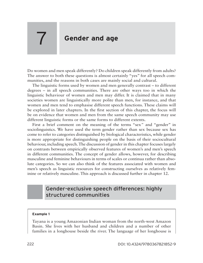 Gender and Age in Sociolinguistics: Language Variation