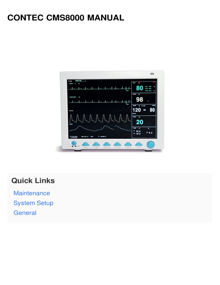 CONTEC CMS8000 Patient Monitor Manual