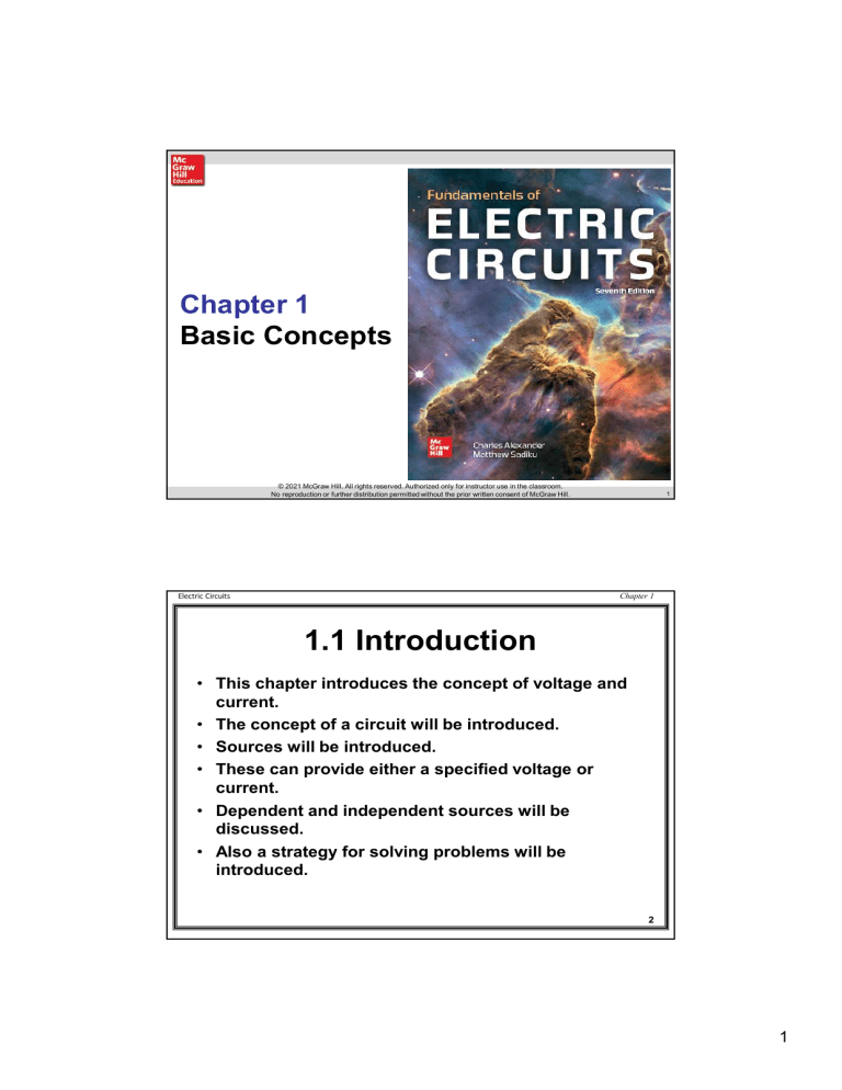 Electric Circuits: Basic Concepts - Chapter 1