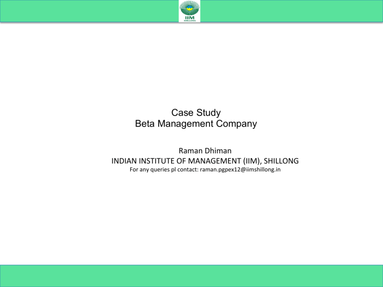 Beta Management Case Study: Risk & Return Analysis