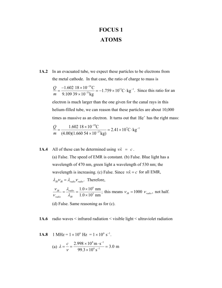 Atomic Structure: Calculations & Concepts Worksheet