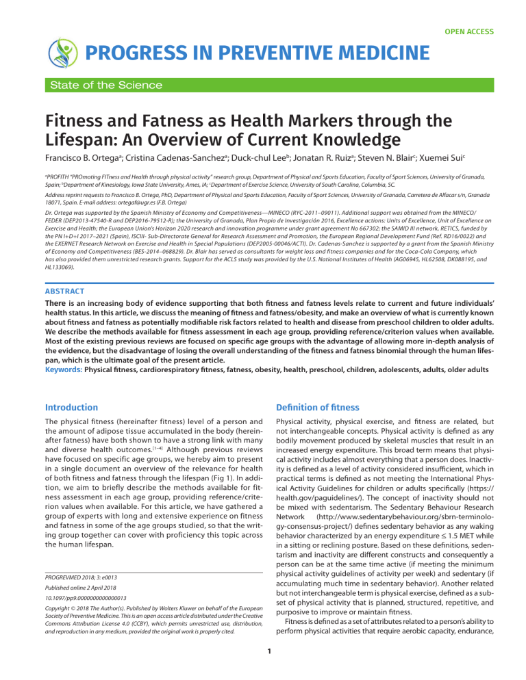Fitness & Fatness: Health Markers Through Lifespan