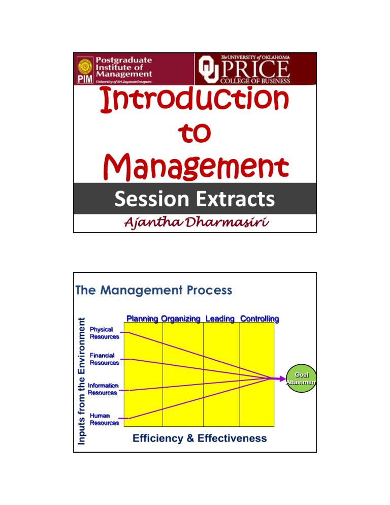 Introduction to Management: Key Concepts & Functions
