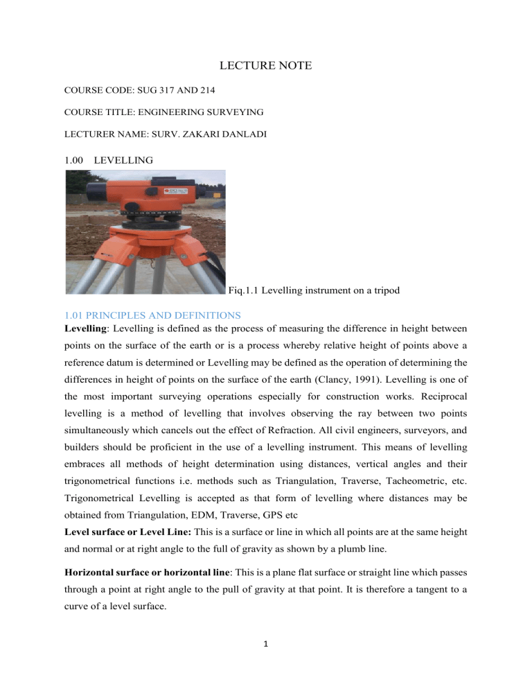 Engineering Surveying: Levelling Principles & Methods