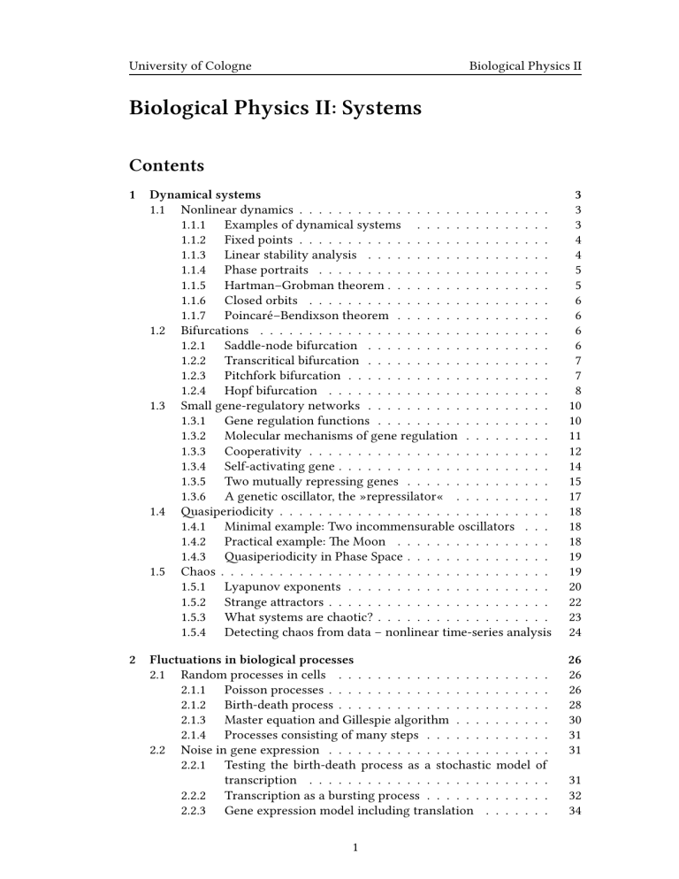 Biological Physics II: Systems - Course Notes
