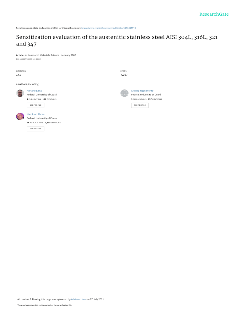 Sensitization of AISI Stainless Steels: A Materials Science Study