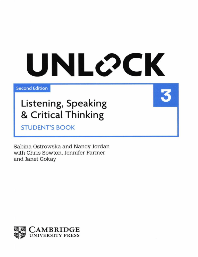 Unlock 3: Listening, Speaking & Critical Thinking - Student Book