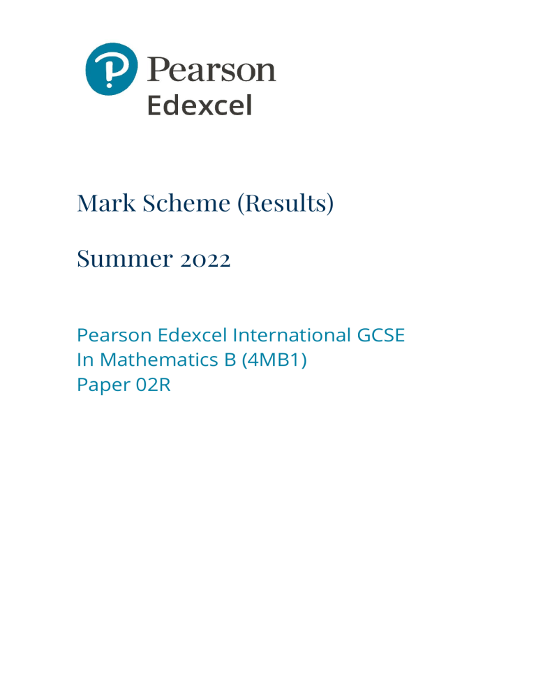 Edexcel GCSE Maths B (4MB1) Paper 02R Mark Scheme