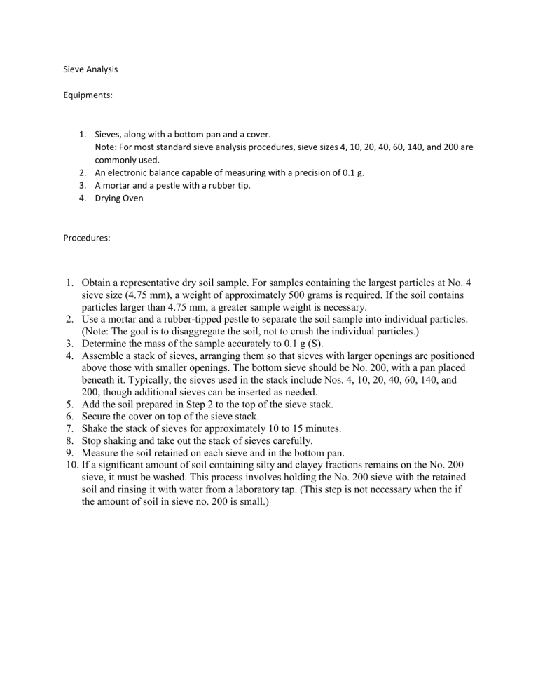 Sieve Analysis Procedure for Soil Testing