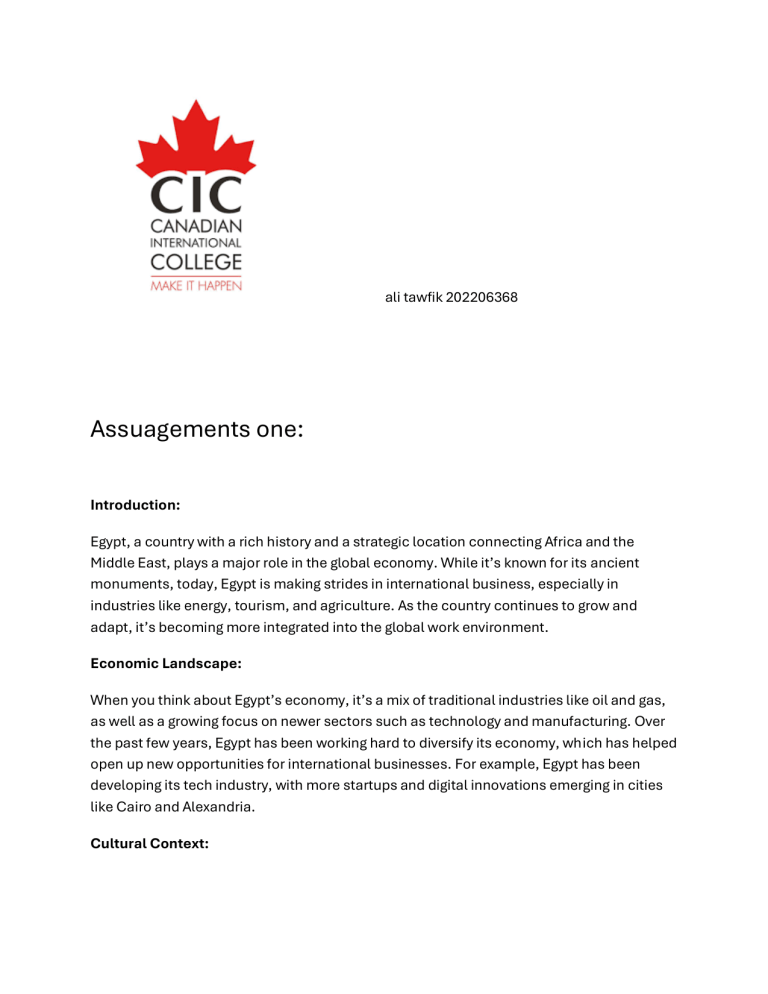 Egypt's International Work Environment: Opportunities & Challenges