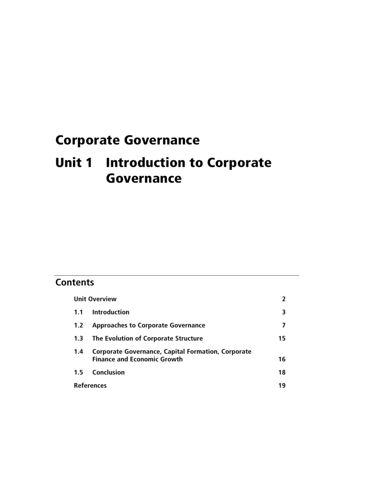 Corporate Governance: Introduction & Concepts