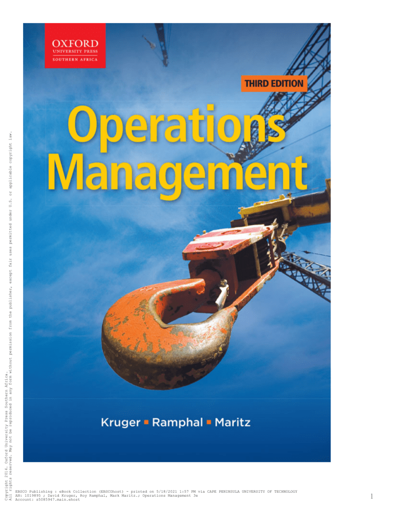 Operations Management Textbook: Kruger, Rampal, Maritz
