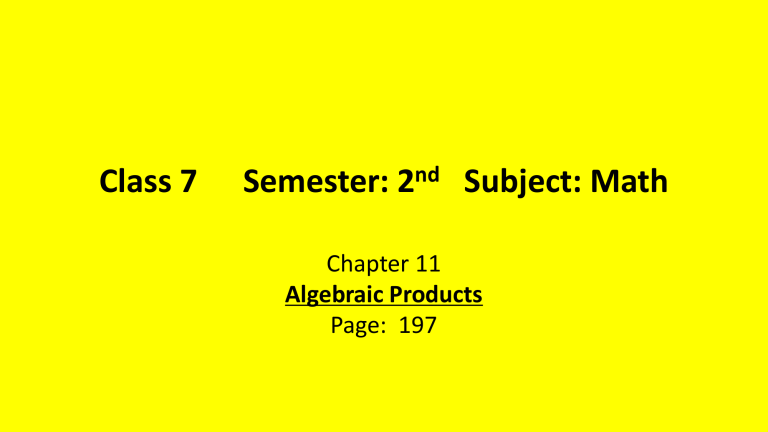 Algebraic Products: Class 7 Math Examples