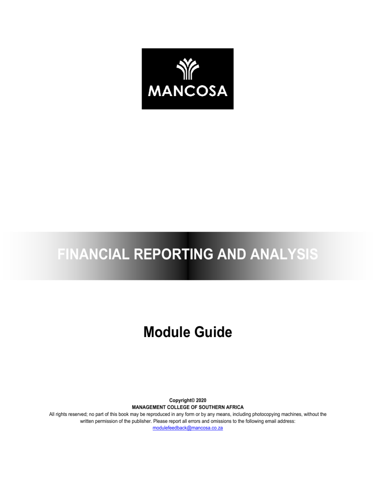 Financial Reporting & Analysis Module Guide - MANCOSA