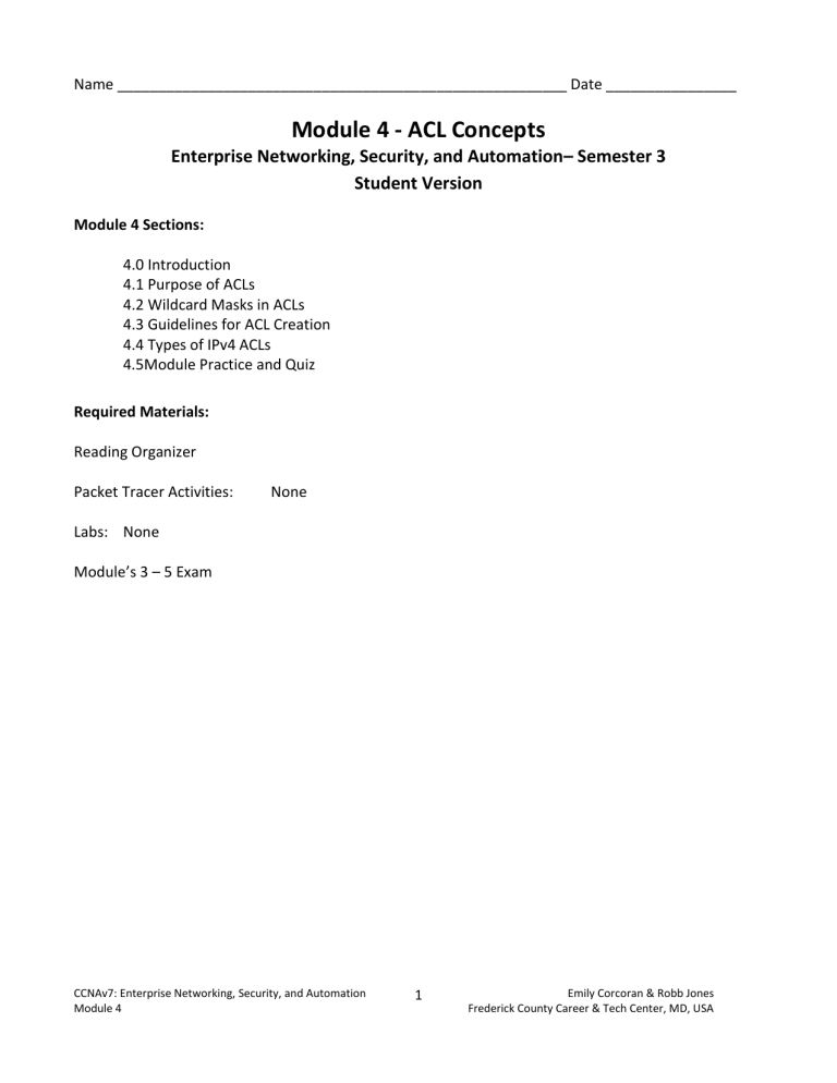 ACL Concepts: Reading Organizer for Networking Security