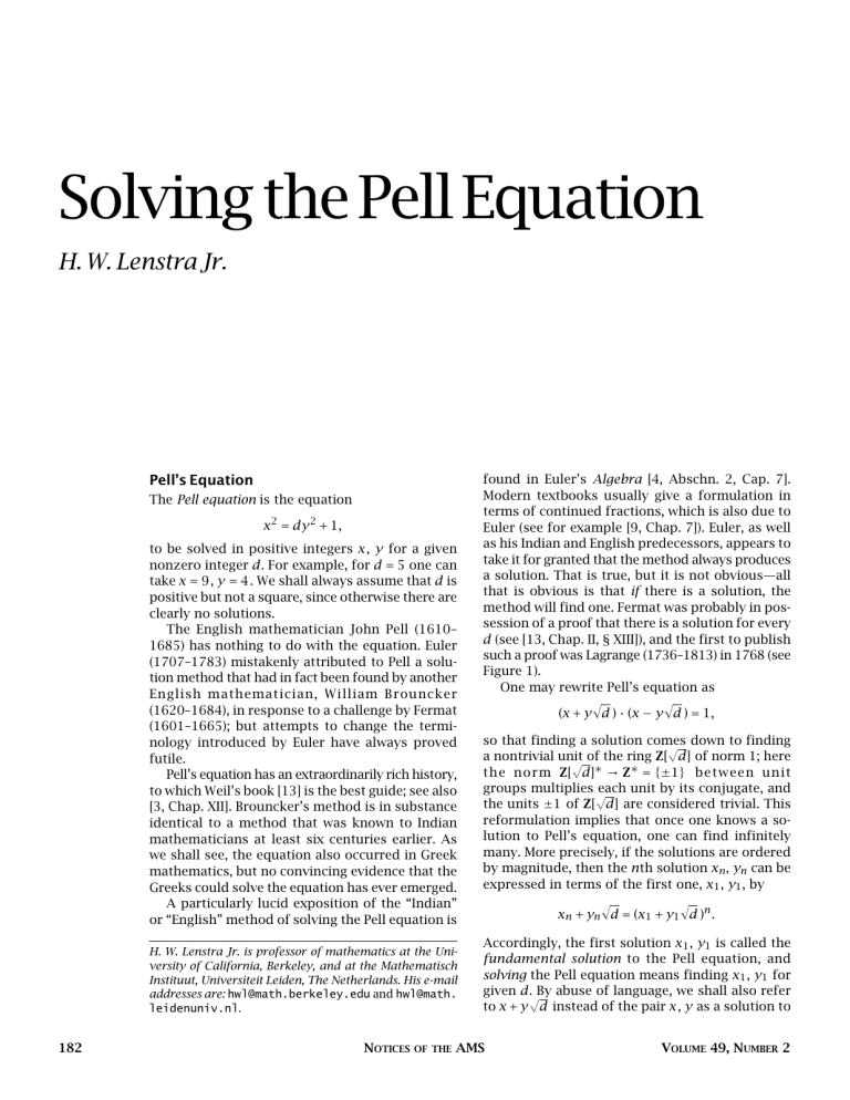 Solving Pell's Equation: History, Solutions & Applications
