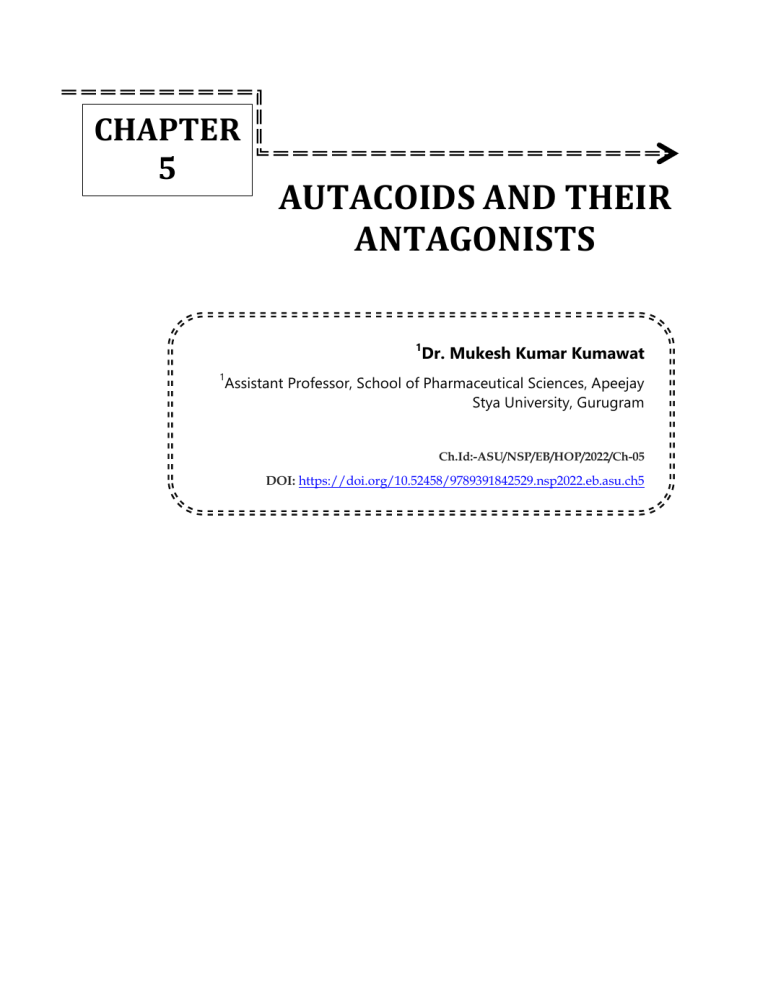 Autacoids and Antagonists: Pharmacology Handbook Chapter
