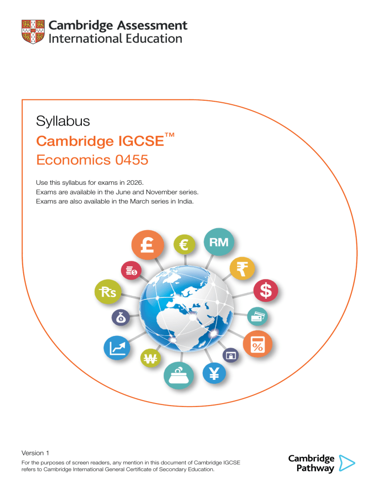 Cambridge IGCSE Economics 0455 Syllabus 2026