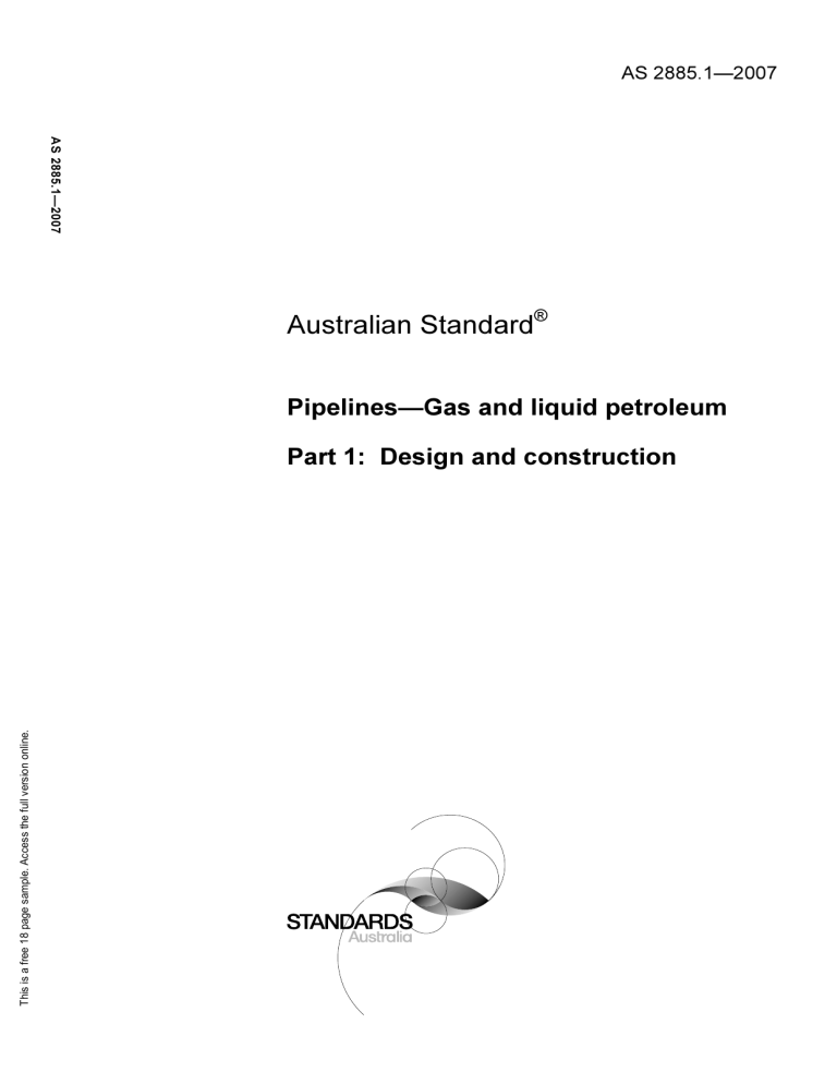 AS 2885.1: Pipelines - Design and Construction Standard