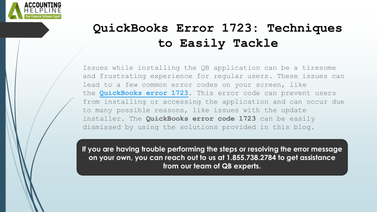 QuickBooks Error 1723: Fix Installation Issues Easily