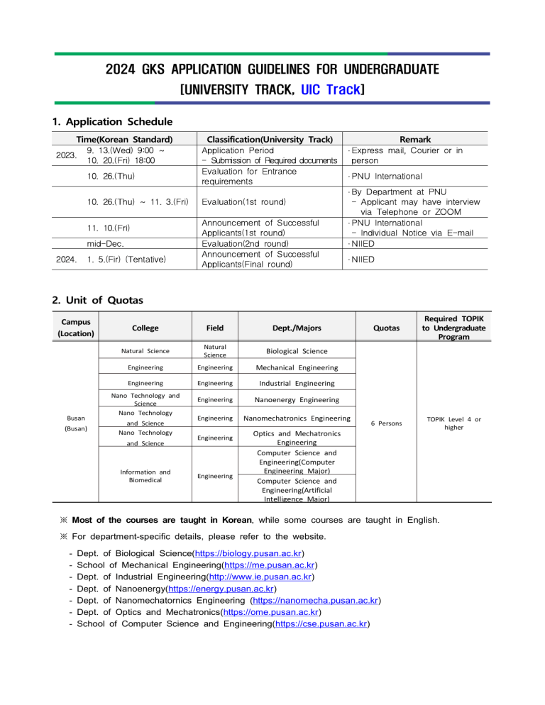 2024 GKS Undergraduate Application Guidelines (University Track)