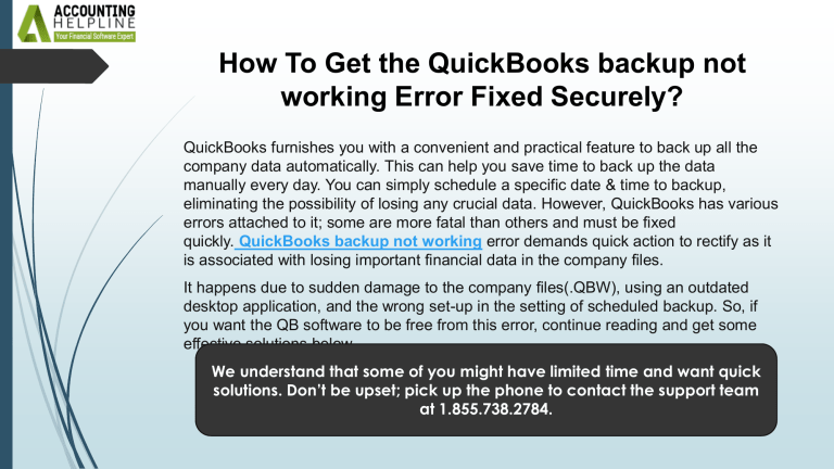 Fix QuickBooks Backup Error: Solutions & Guide