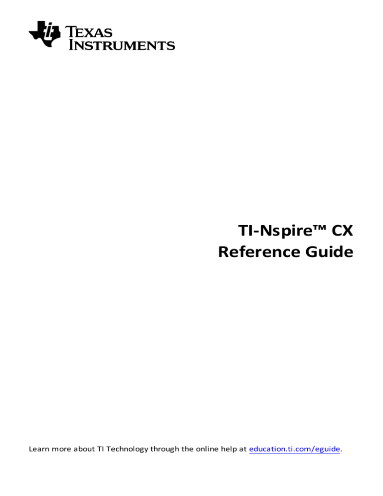 TI-Nspire CX Reference Guide