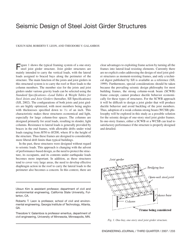 Seismic Design of Steel Joist Girder Structures