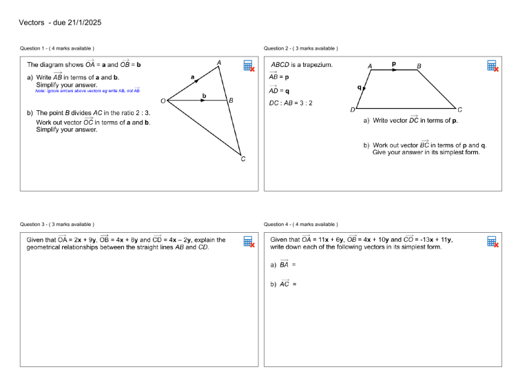 Vectors Worksheet: Problems and Solutions