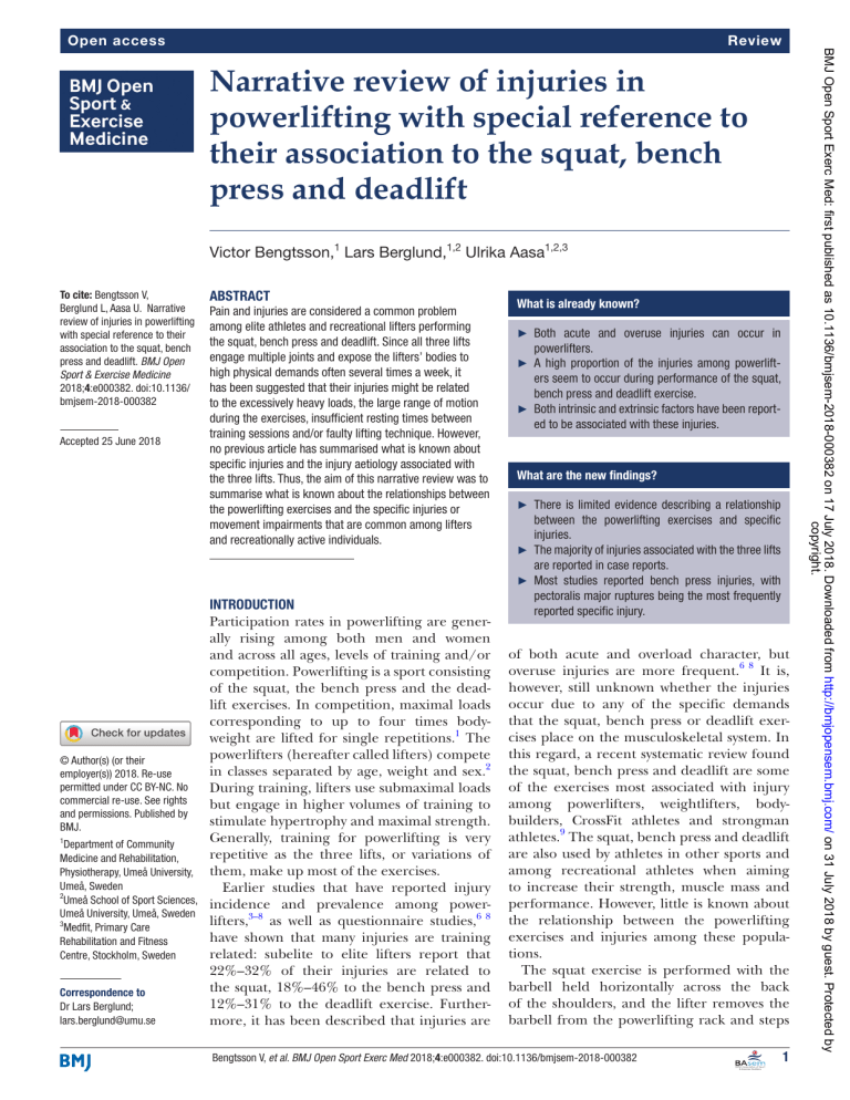 Powerlifting Injuries: Squat, Bench Press, Deadlift Review