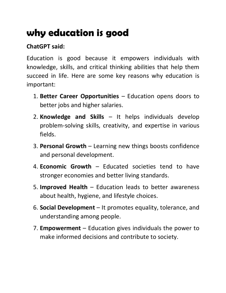 Why Education Is Good: Benefits & Importance