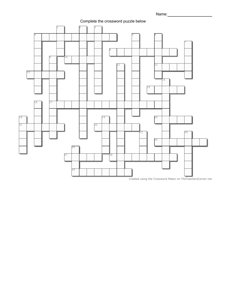 Digestive System Biology Crossword Puzzle | Human Anatomy