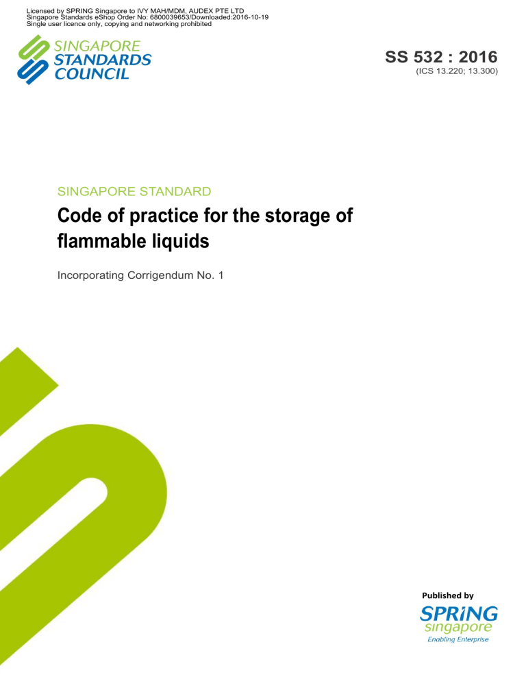 Flammable Liquids Storage: Singapore Code of Practice SS 532