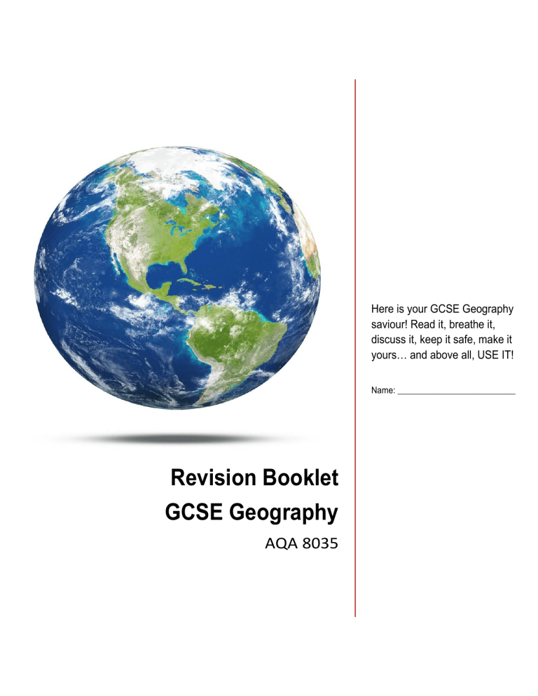 GCSE Geography Revision Booklet- AQA 8035.136463161