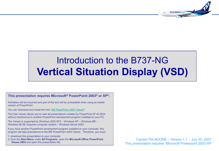 B737-NG Vertical Situation Display (VSD) Presentation