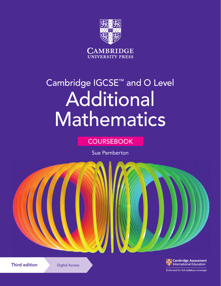 Cambridge IGCSE Additional Mathematics Coursebook