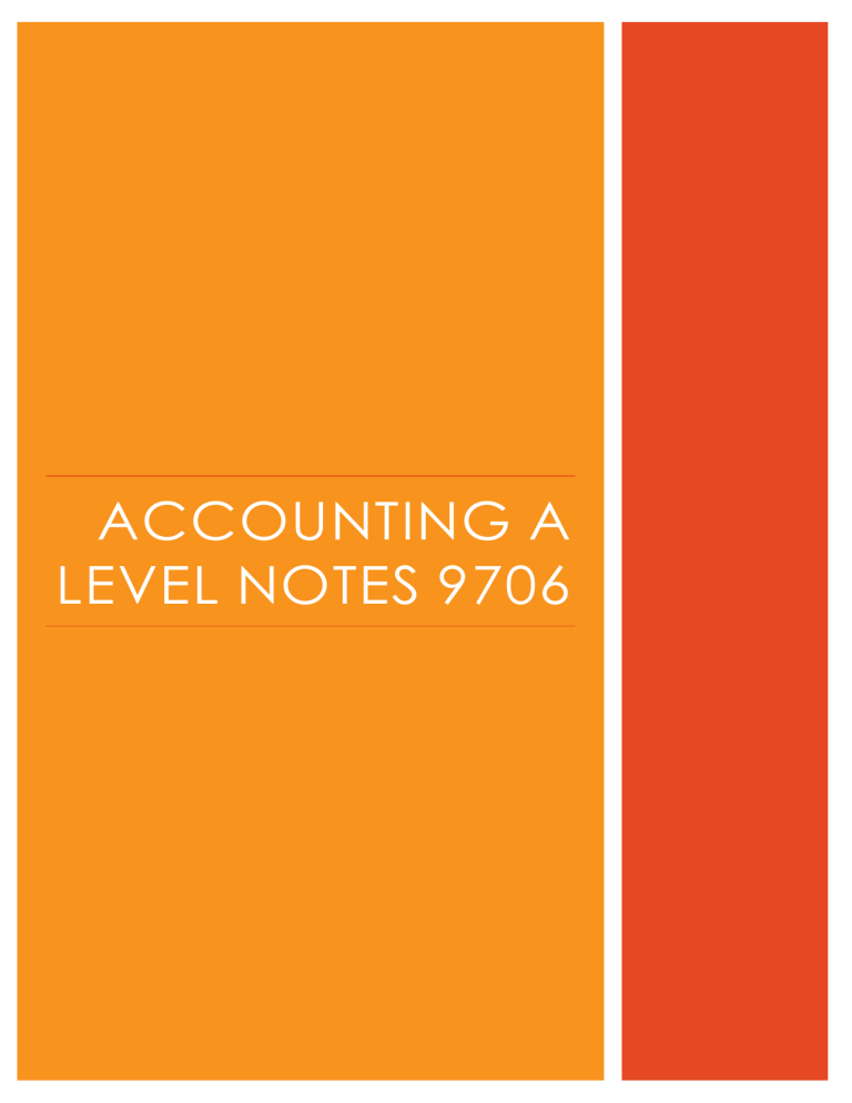 Accounting A Level Notes 9706: Financial & Cost Accounting