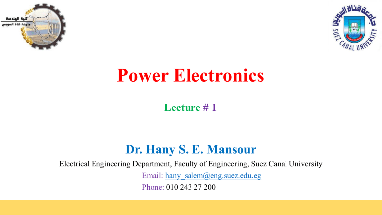 Power Electronics Lecture Notes: Diodes & Rectifiers