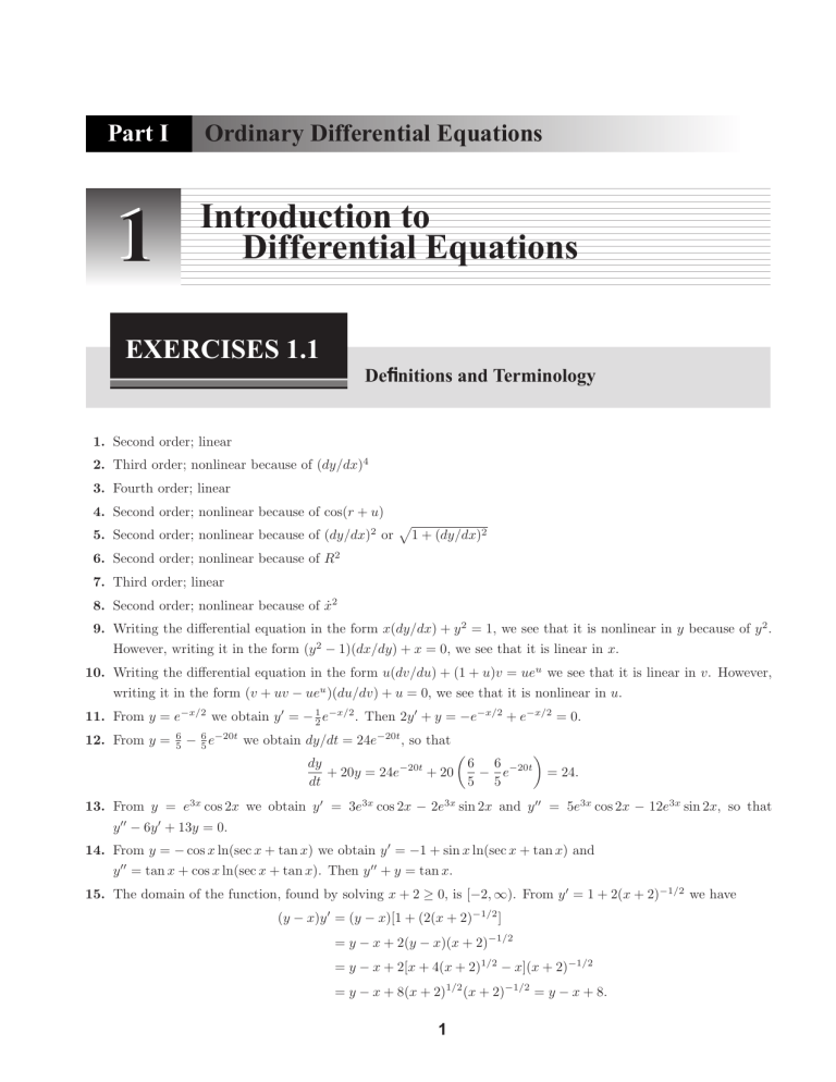 Differential Equations Solutions Manual