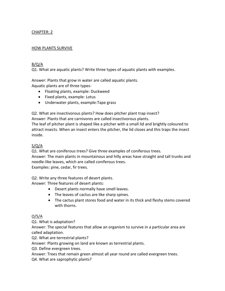 Plant Survival Strategies: Adaptations & Types