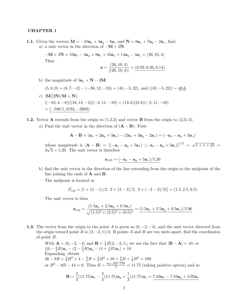 Electromagnetics Vector Algebra Exercises