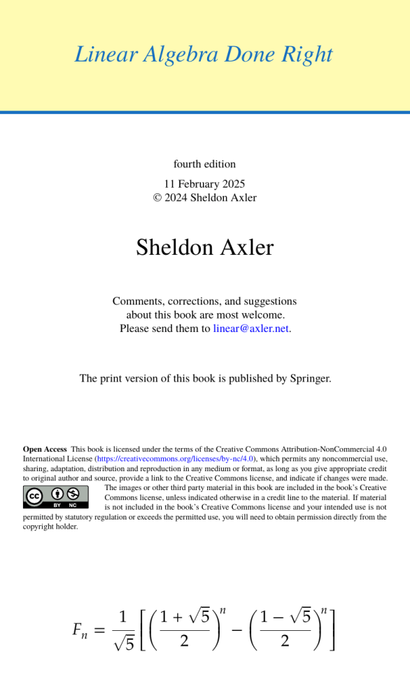 Linear Algebra Done Right: Textbook