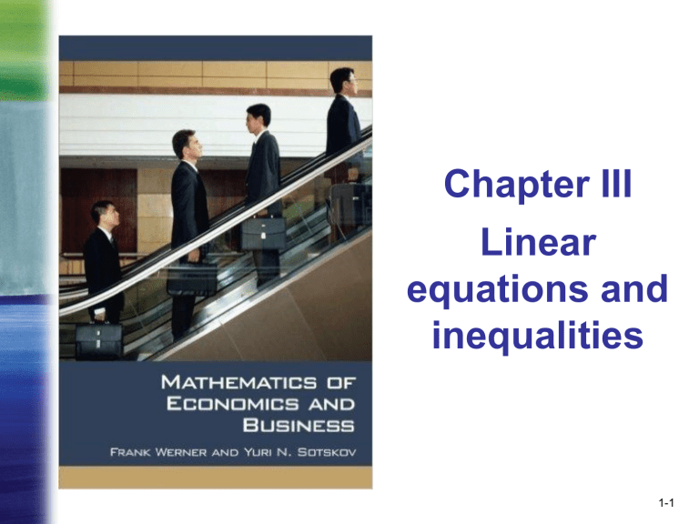 Linear Equations & Inequalities: Math for Economics