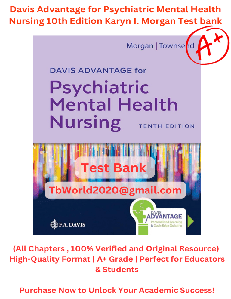 Psychiatric Mental Health Nursing Test Bank, 10th Ed.