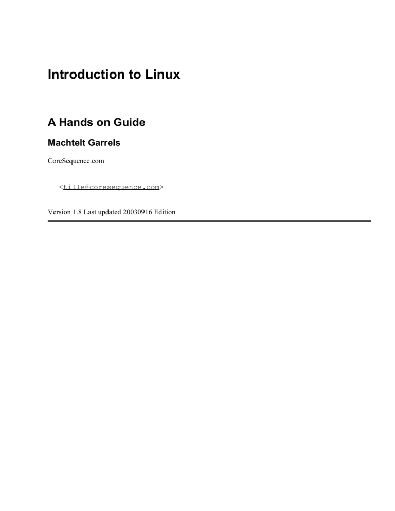 Introduction to Linux: A Hands-on Guide